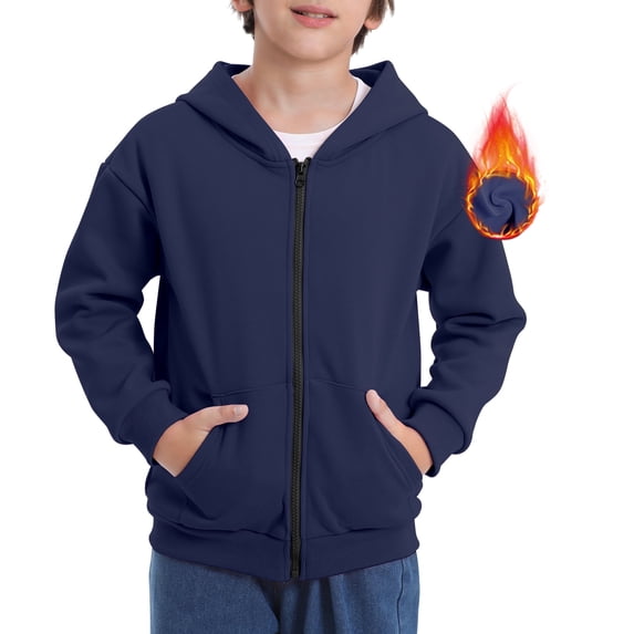 BIG ELEPHANT Boys' Zip-Up Hoodie with Pockets, Fleece-Lined Soft Cotton ...