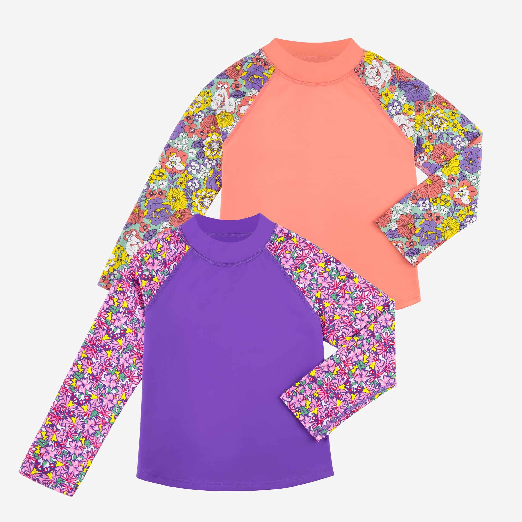 BIG EPHANT 2-Pack Kids‘ Long Sleeve Rash Guard Shirts with Print, UPF ...