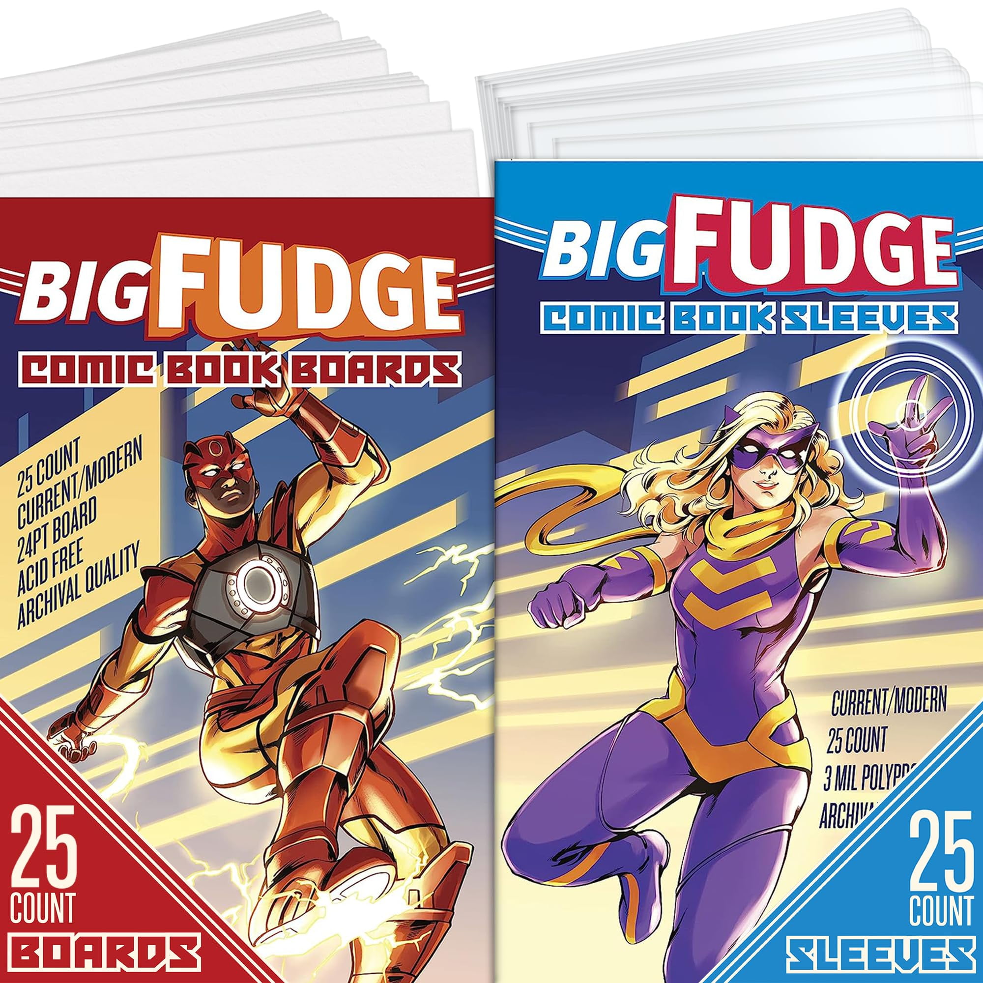 Big Fudge Archival Comic Book Sleeves and Boards, Pack of 25 Sleeves ...