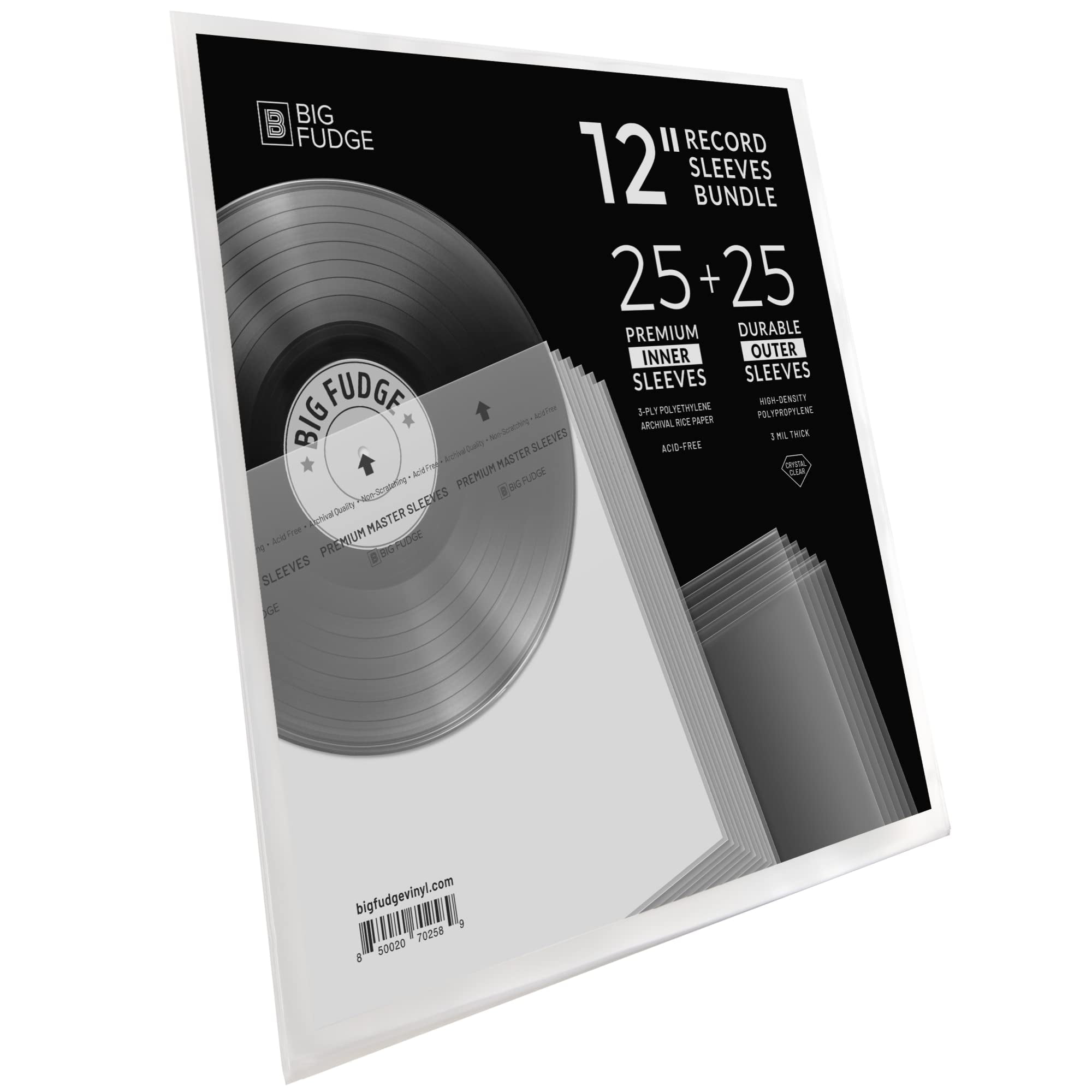 BIG FUDGE Vinyl Record Inner Sleeve Bundle - 7" x 25pcs High-Density ...