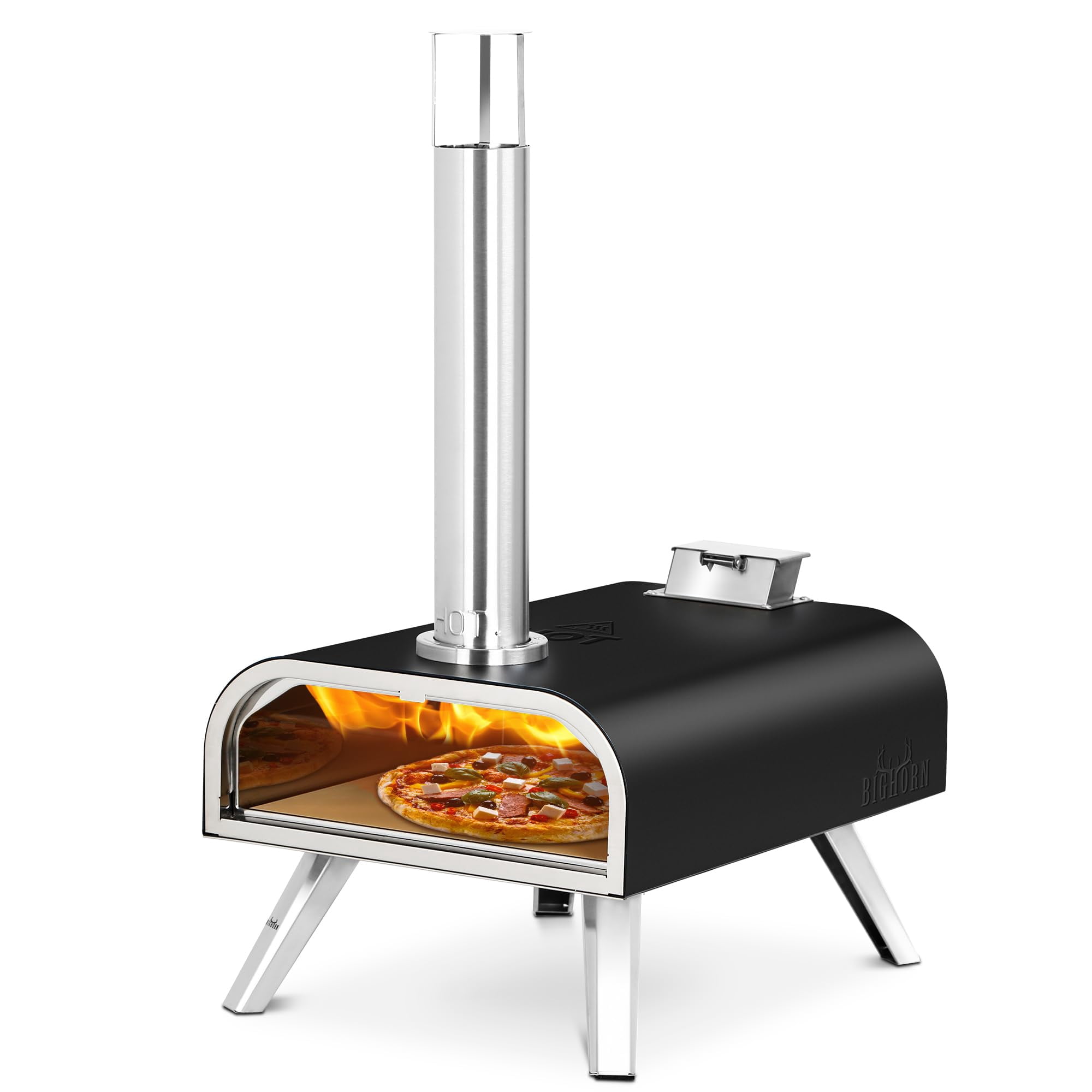 BIG HORN OUTDOORS 16 Inch Pellet Pizza Oven Outdoor, Wood Pellet Pizza ...