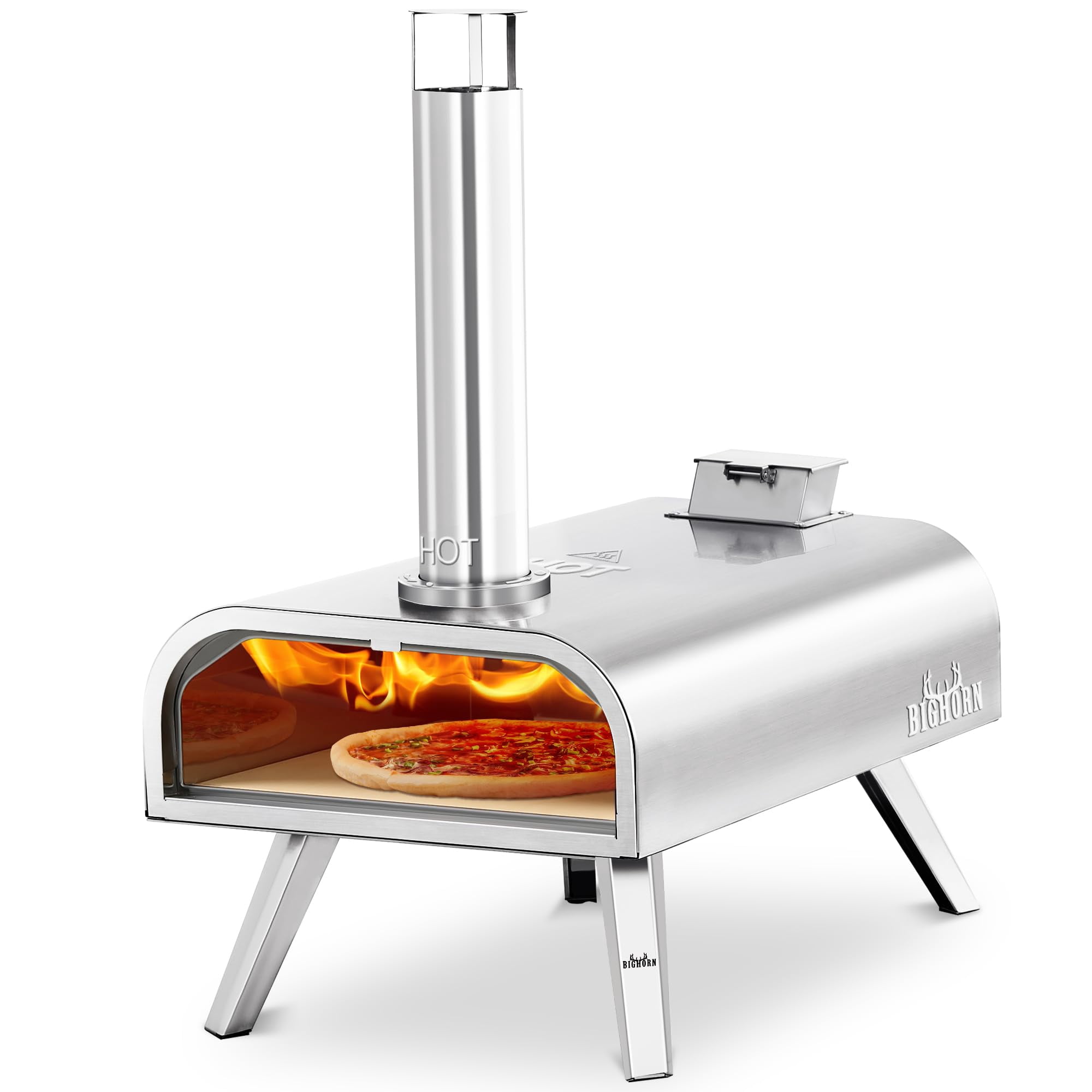 BIG HORN OUTDOORS 16 Inch Pellet Pizza Oven Outdoor, Wood Pellet Pizza ...