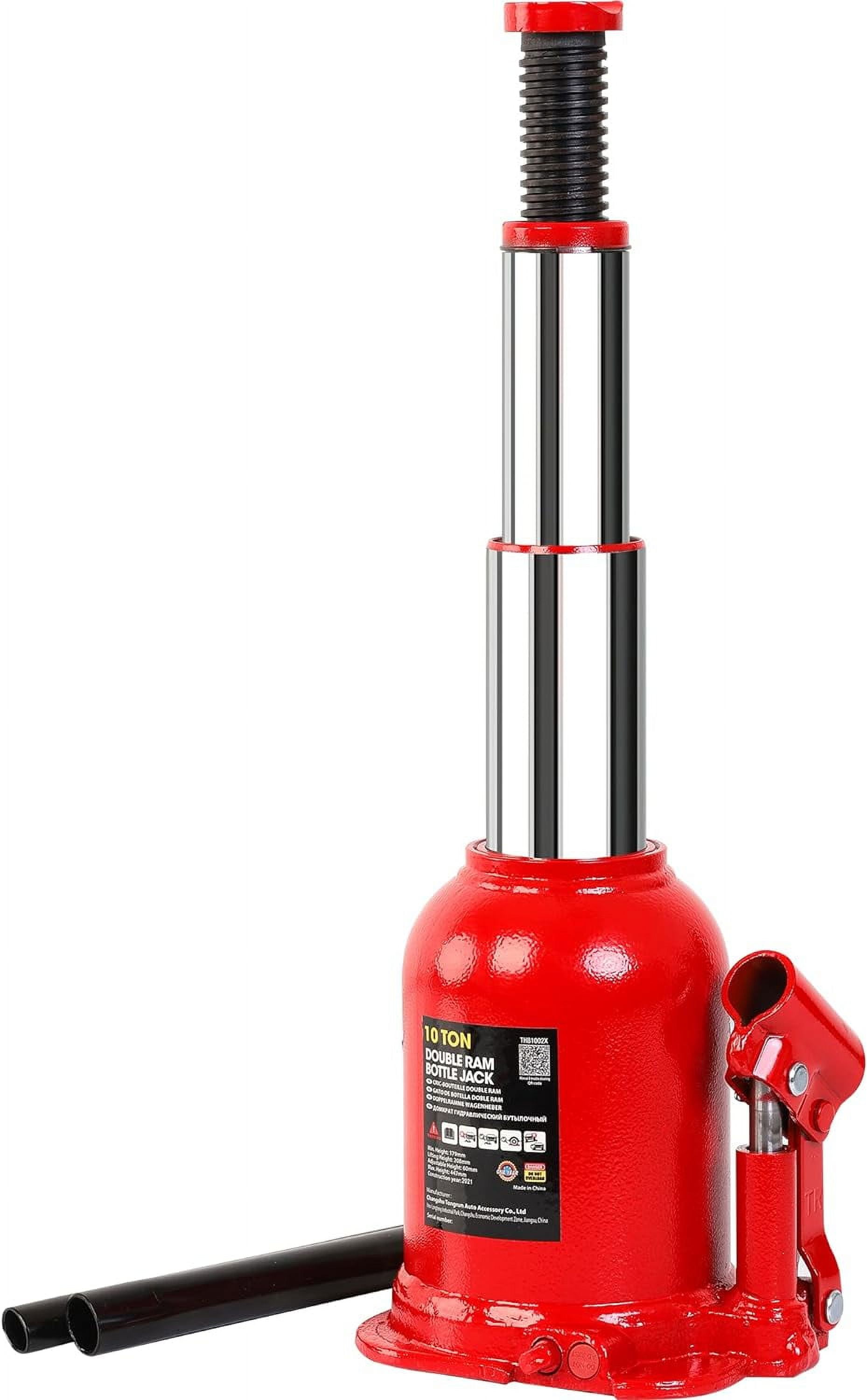 BIG RED 10 Ton Bottle Jack Double Ram Welded Hydraulic Car Jack ,Red ...