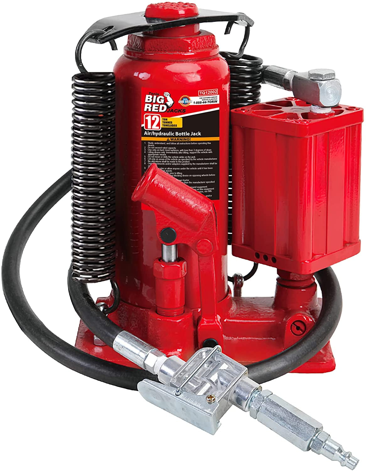 BIG RED 12 Ton Pneumatic Air Hydraulic Bottle Jack with Manual Hand ...