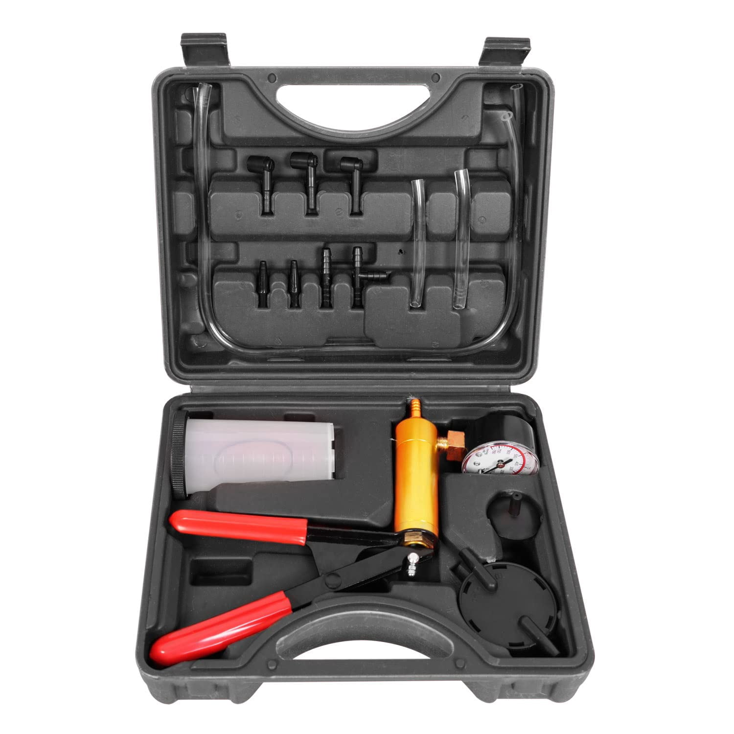 BIG RED 16 Piece 2 in 1 Brake Bleeder Kit Hand Held Fluid Vacuum Gauge ...