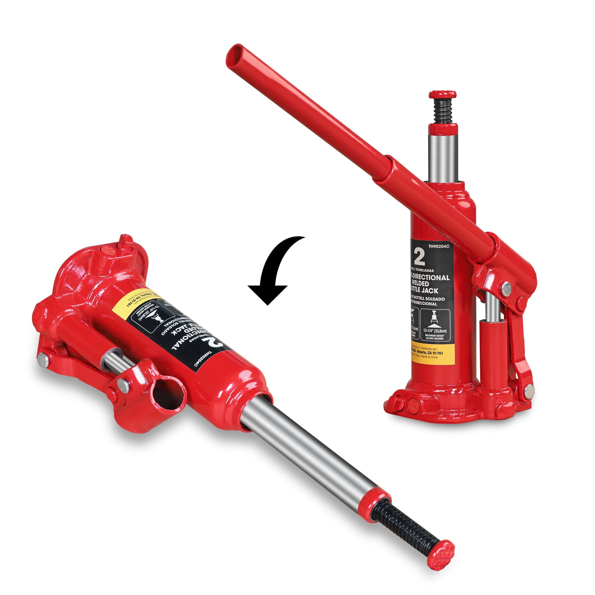 BIG RED 2 Ton Vertical and Horizontal Usage Bottle Jack Hydraulic Car ...
