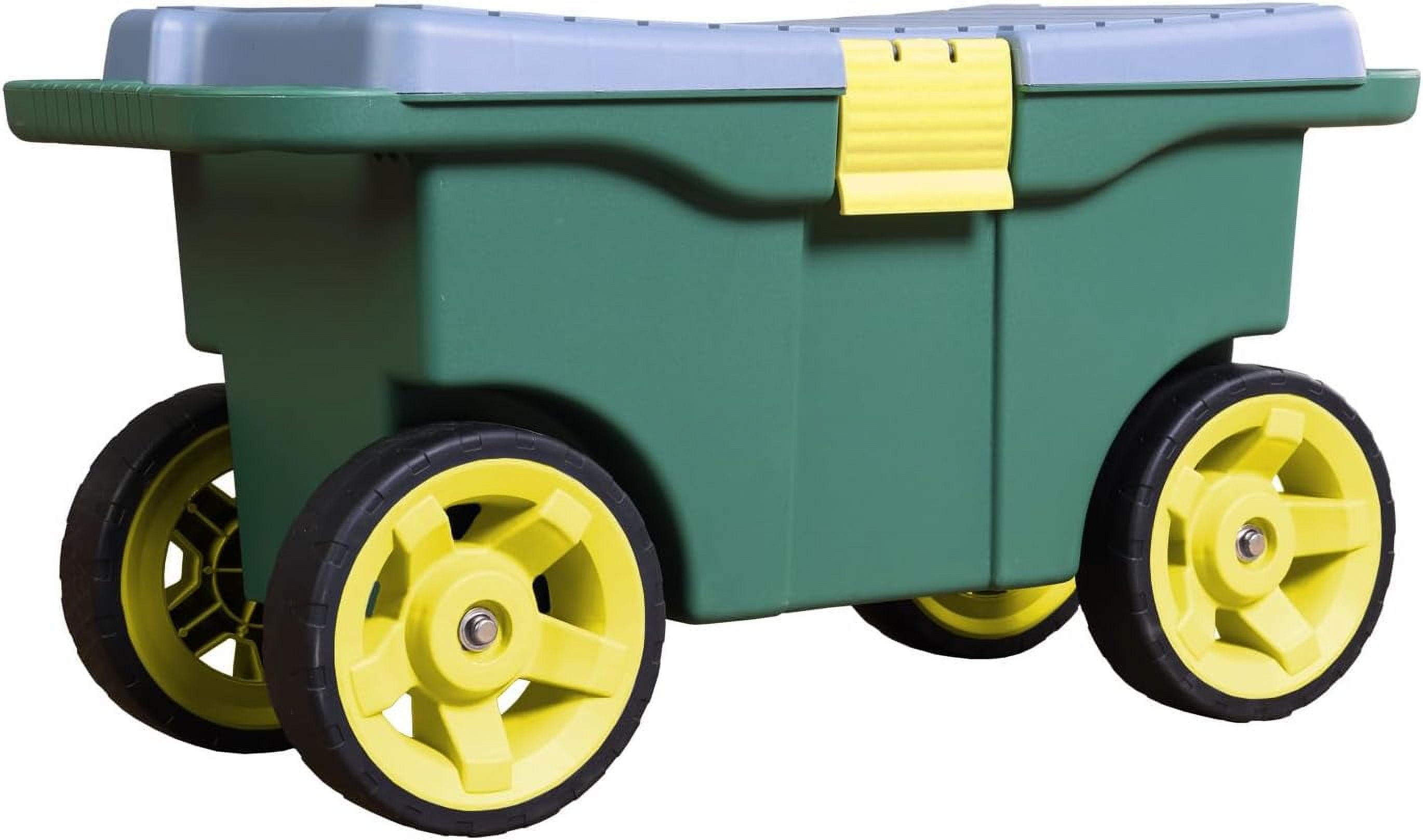 BIG RED Garden Cart Scooter and Seat/Stool with Interior Tool Tray for ...
