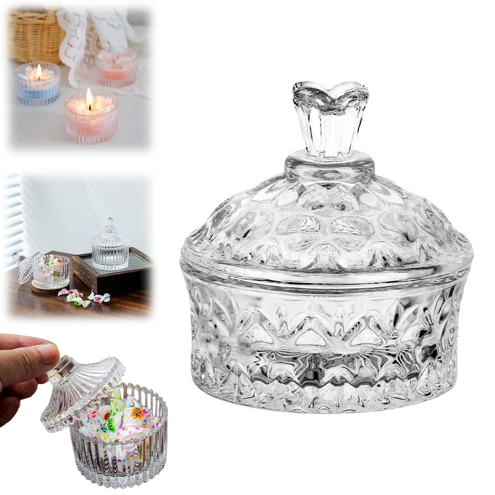 Aoyunhp Glass Candy Storage Box Clear Sugar Dish With Lid Crystal ...