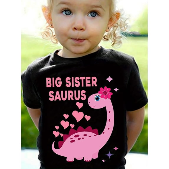 BIG SISTER SAURUS & Cartoon Dinosaur With Hearts Graphic Print Tee ...