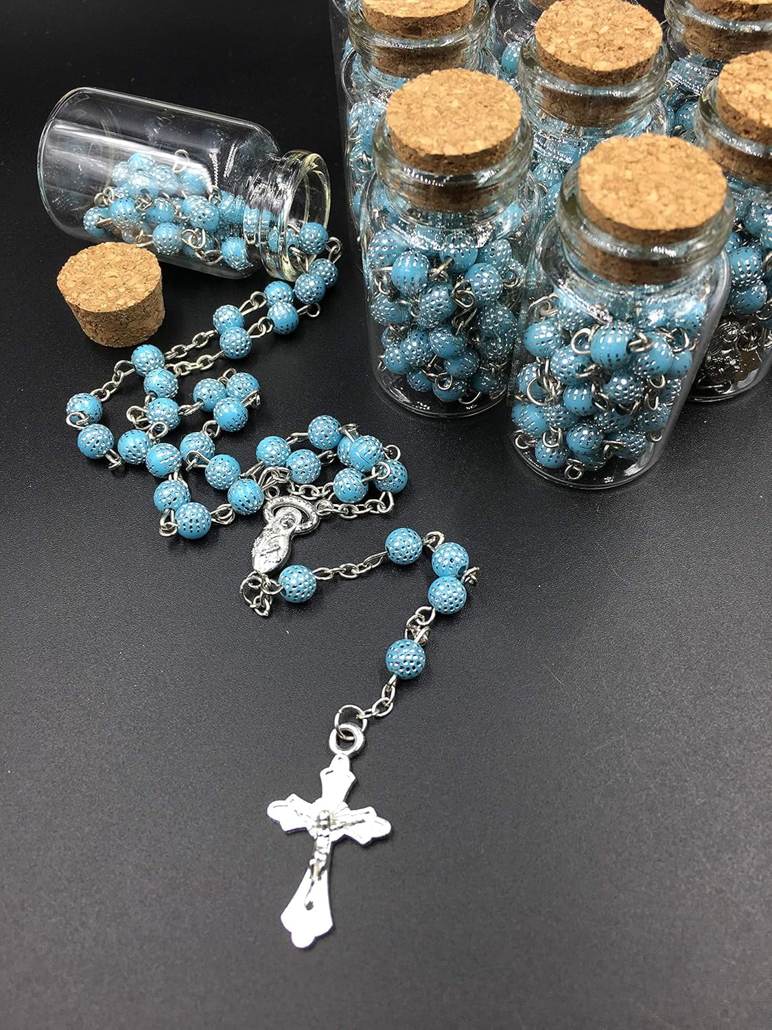 BIG SIZE 12 X ROSARY BOTTLE BAPTISM COMMUNION RECUERDOS DE BAUTIZO BLUE ...