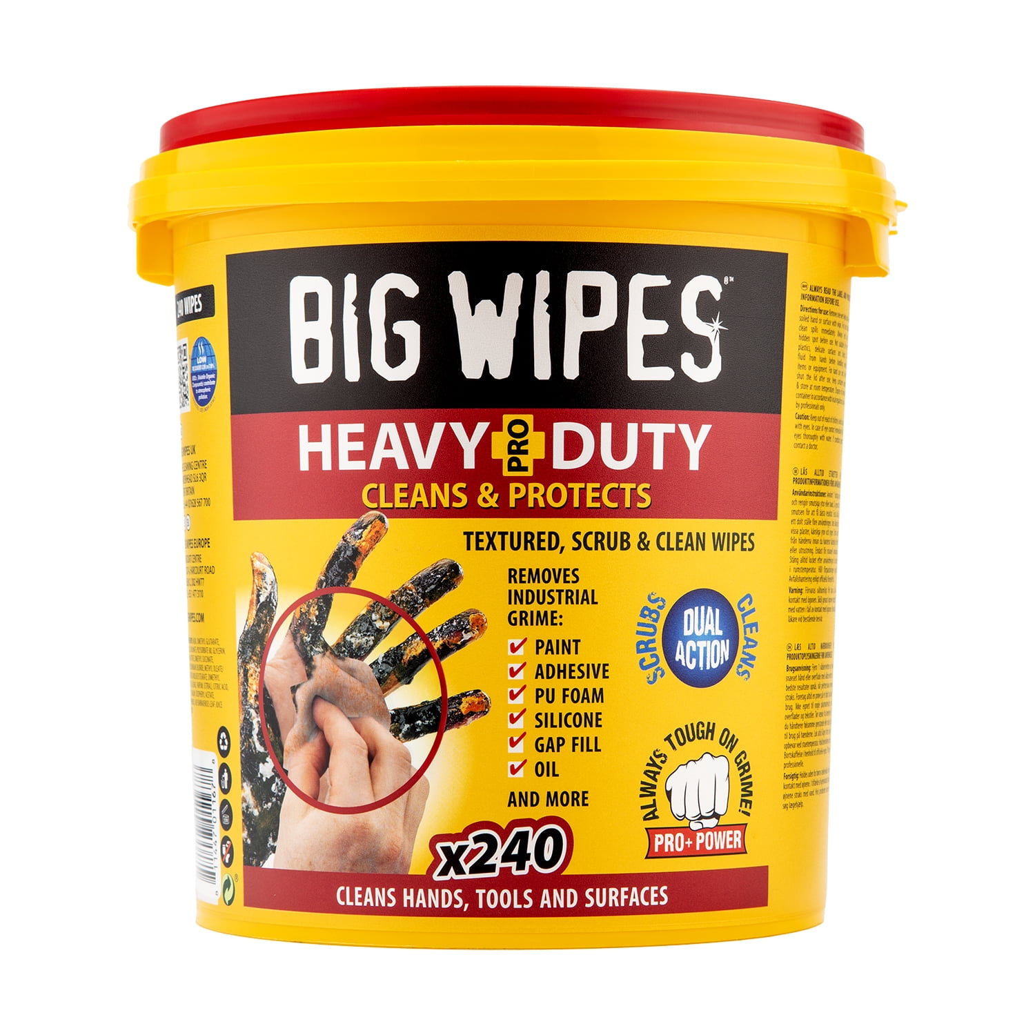 "BIG WIPES HEAVY DUTY PRO+ 240 WIPE BUCKET HEAVY DUTY TEXTURED SCRUB ...