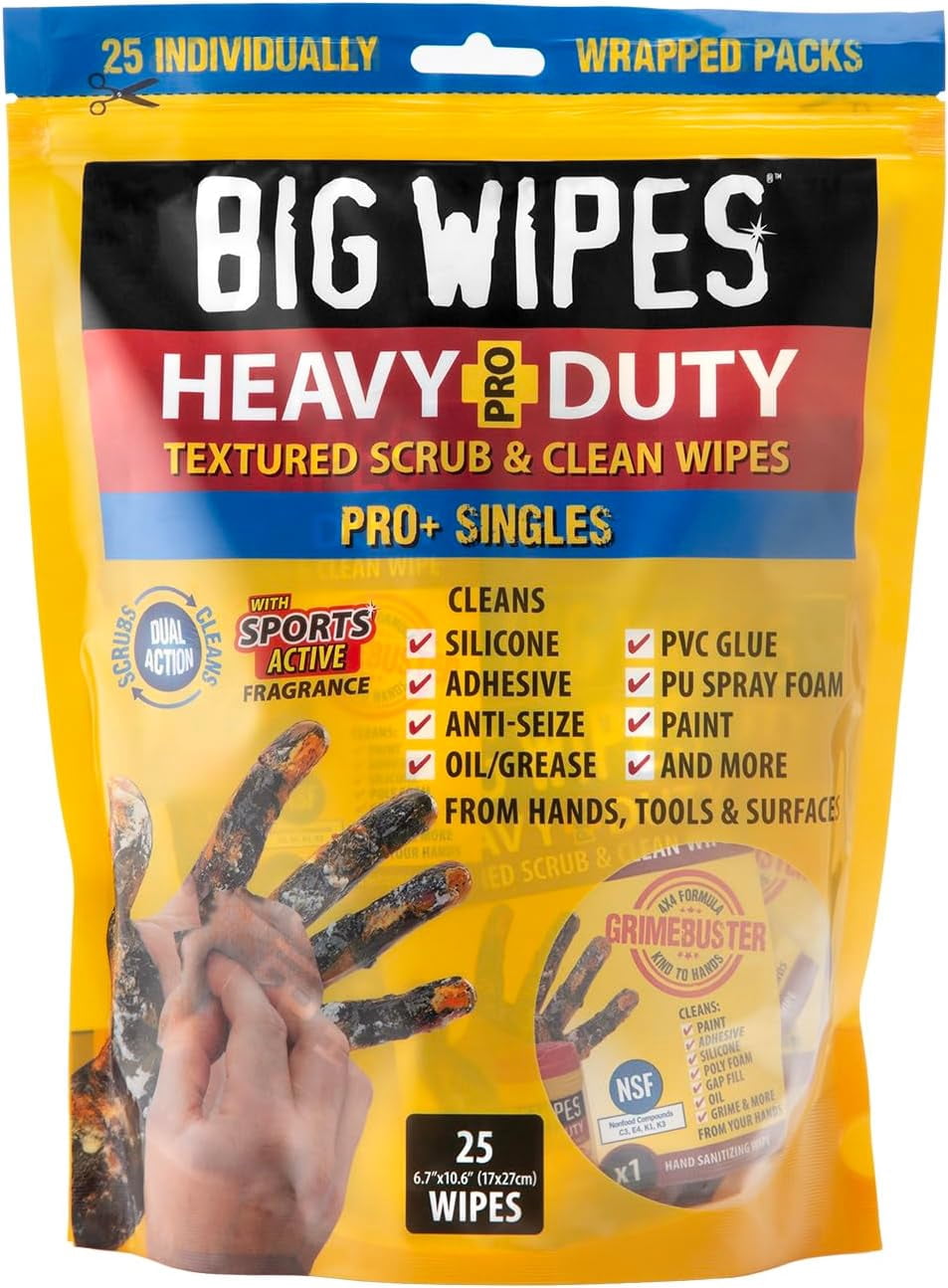 BIG WIPES Heavy Duty Industrial Hand Cleaning Wipes, Textured Scrubbing ...