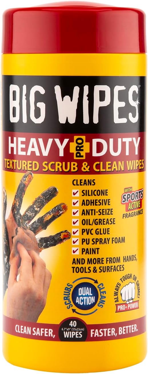 BIG WIPES Heavy Duty Industrial Hand Cleaning Wipes, Textured Scrubbing ...