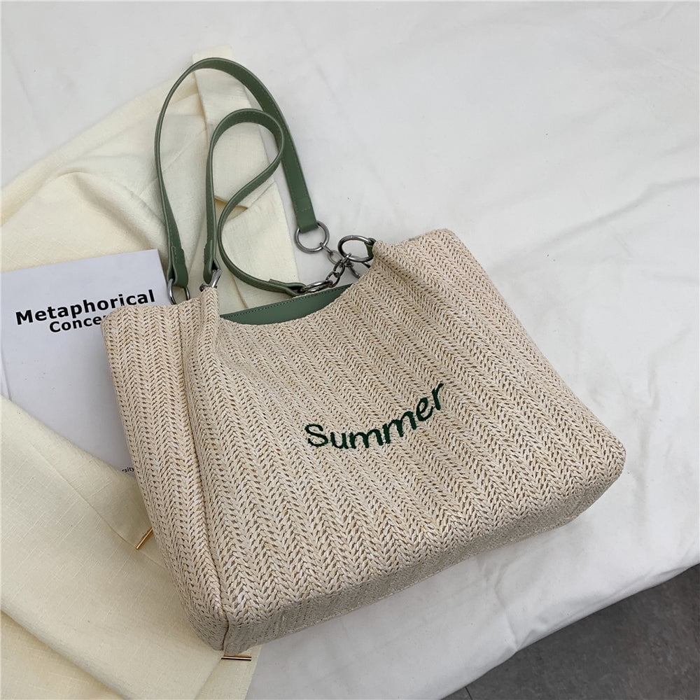 BIG WOVEN STRAW TOTE SHOULDER BAGS HANDBAGS - Walmart.com