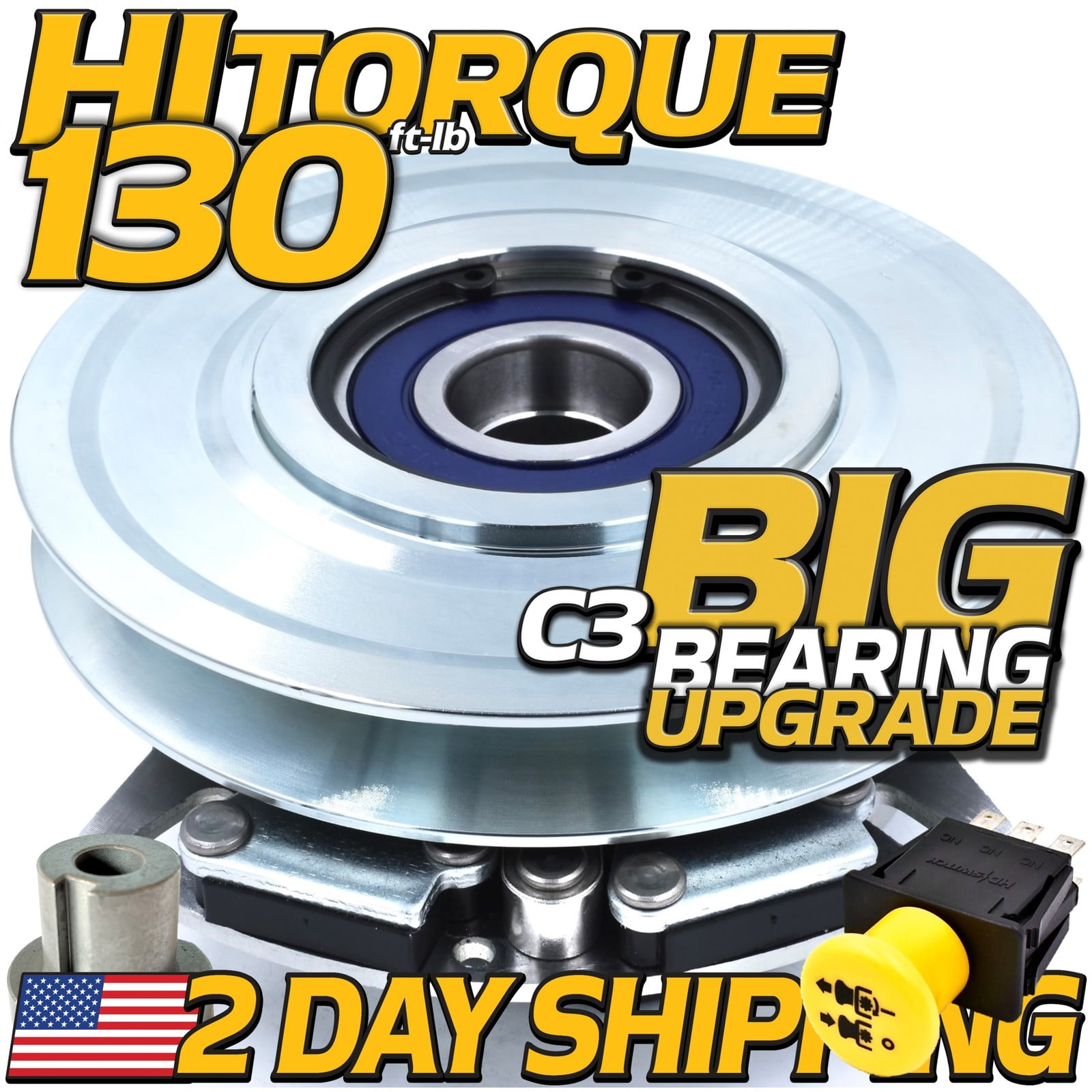 BIGBearing HiTorq PTO Clutch 104-3624 & PTO Switch for Toro Z Master ...
