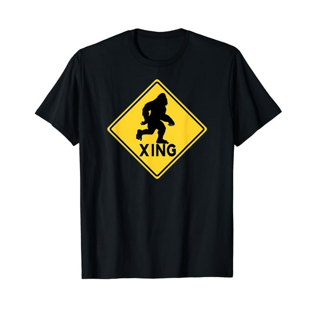 BIGFOOT YETI SASQUATCH CROSSING XING Traffic Sign Big Foot T-Shirt ...