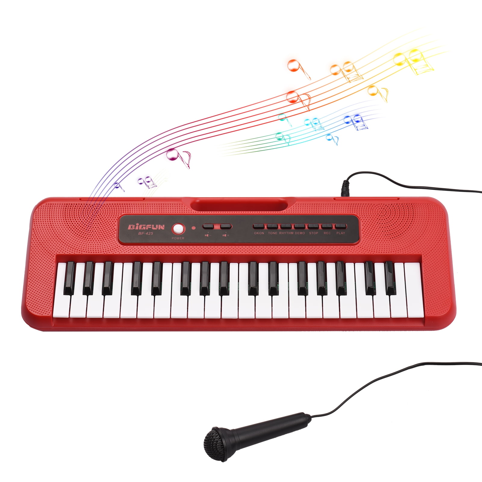 BIGFUN Kids 37-Key Electronic Piano with Microphone, Preset Demos ...