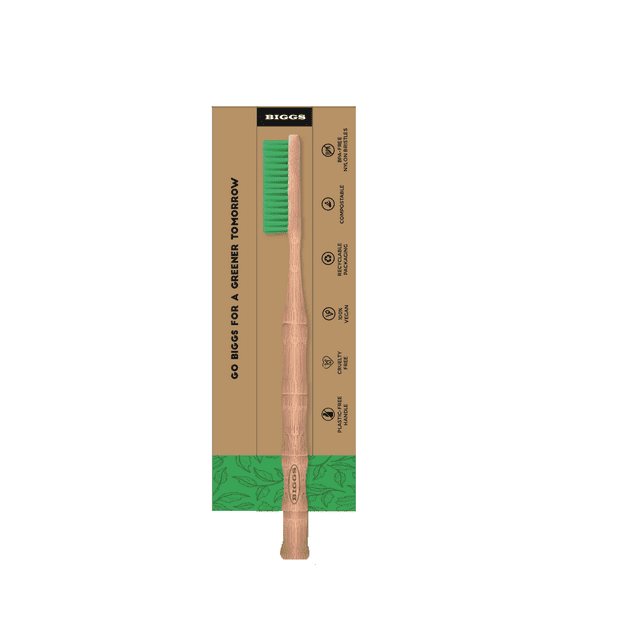 BIGGS Adult Natural Bamboo Toothbrush With Extra Large Bristle Area For ...