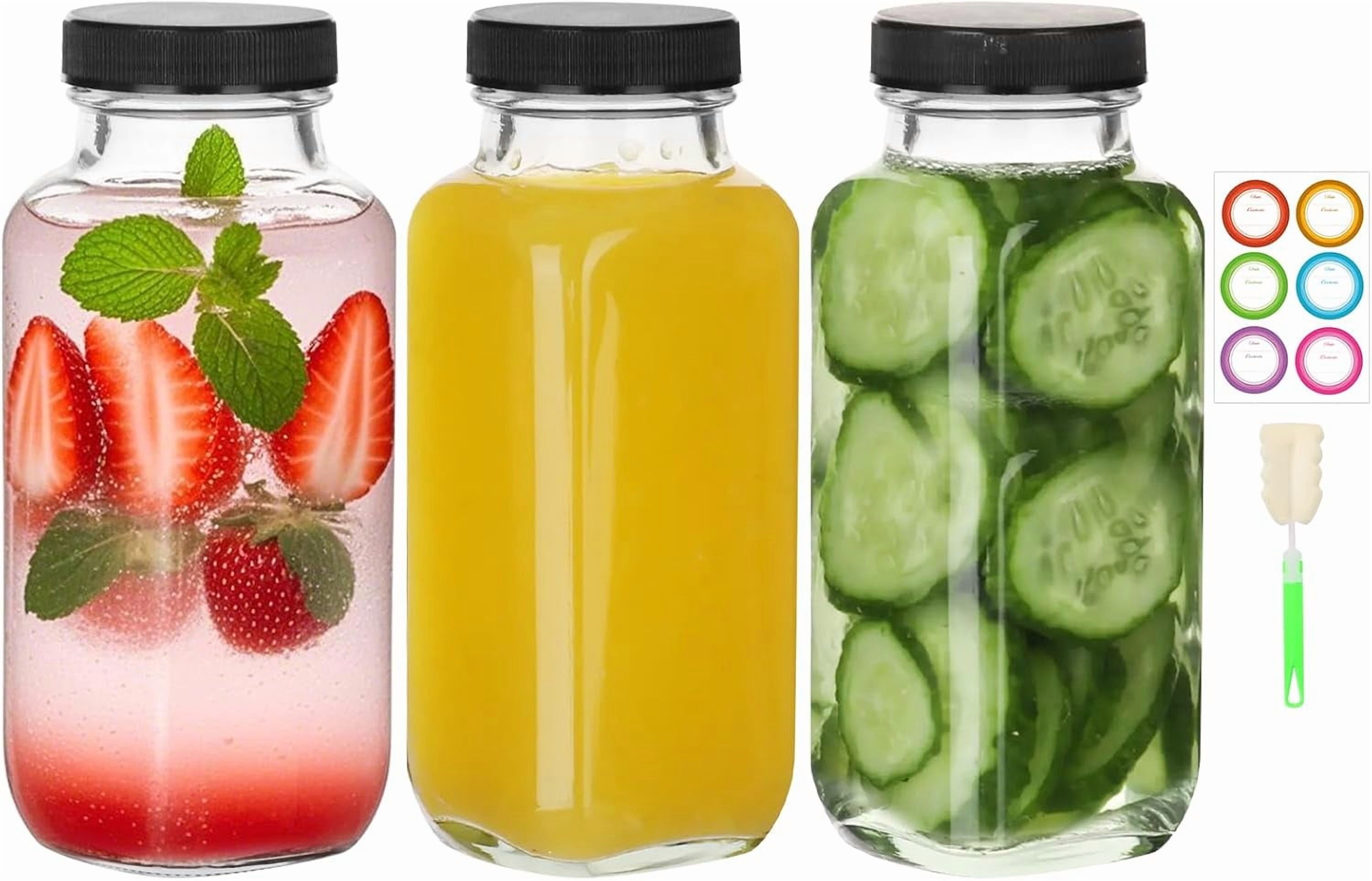 BIGIVACA 8 oz Glass Juice Bottles with Lids,3 PACK Bottles for Juicing ...