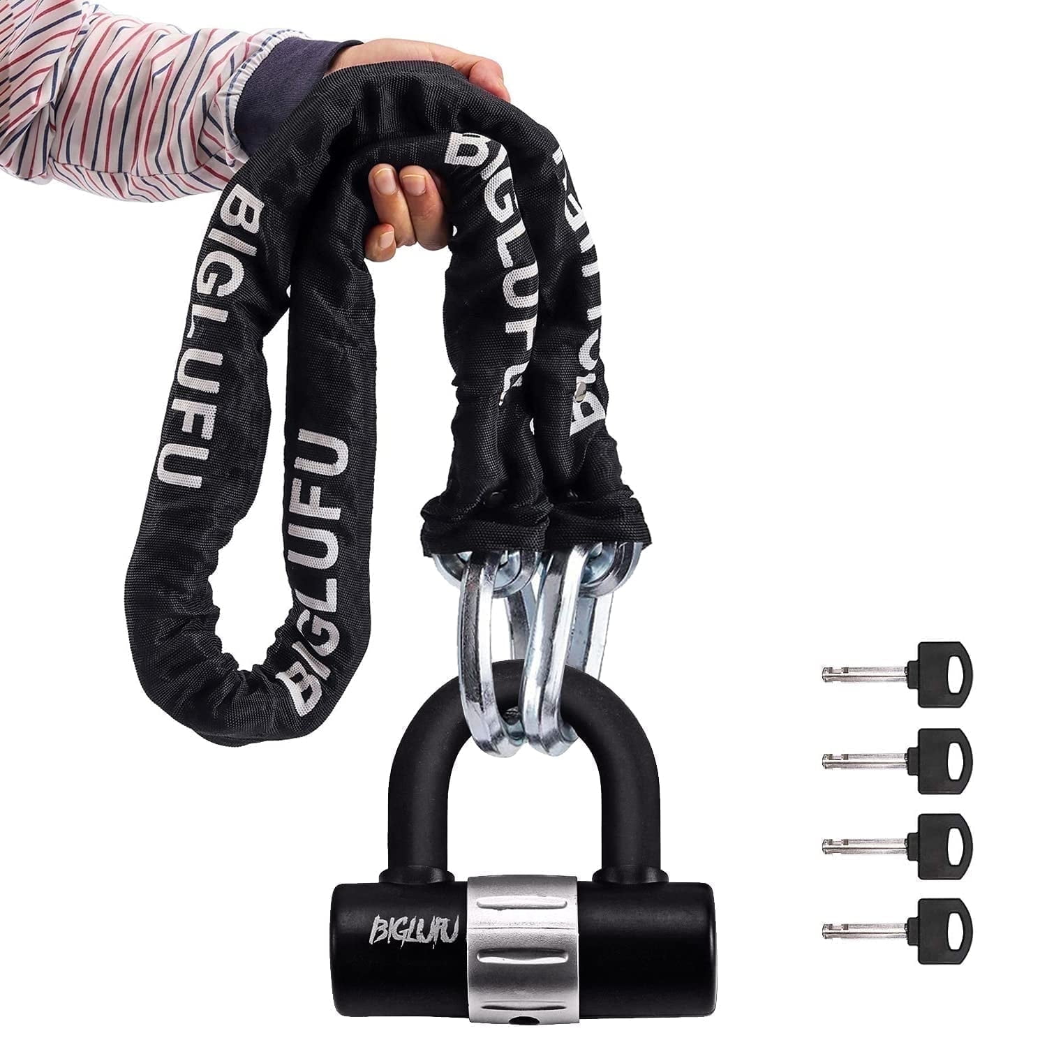 BIGLUFU Heavy Duty Security Chains, U Lock, 12mm Diameter, 48" Length ...