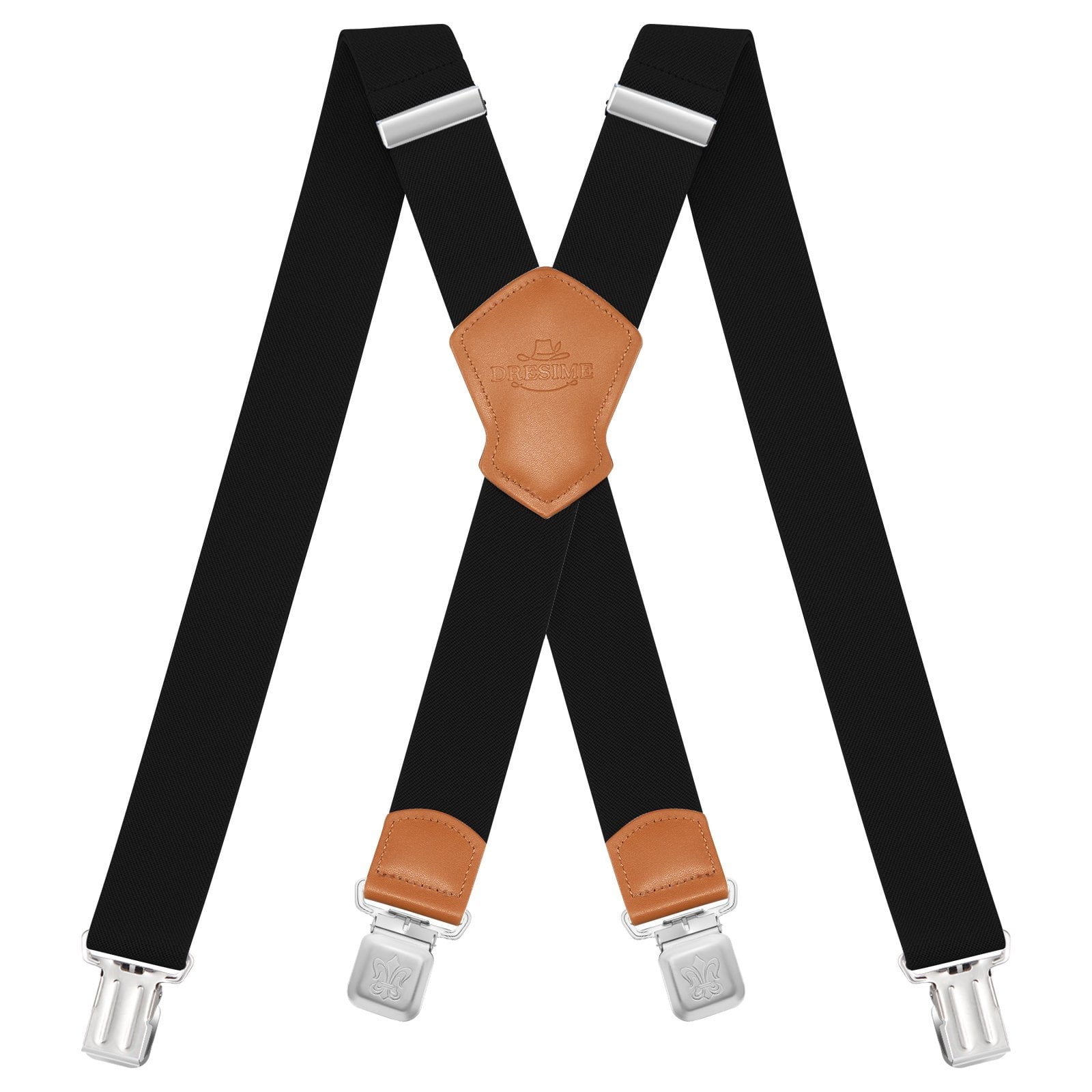 BIGLUFU Men's Black Trouser Suspenders, Heavy Duty X-Back Adjustable ...