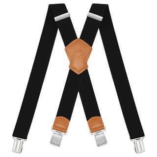 Black Suspenders For Mens With Strong Metal Clips X-Back 1.4" Wide ...