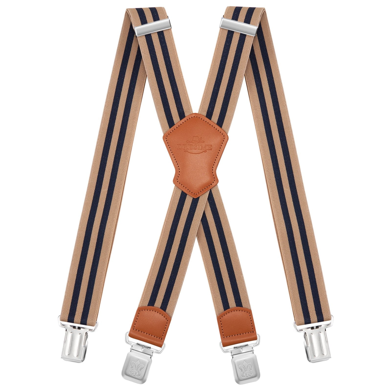 BIGLUFU Men's Elastic Suspenders, Heavy Duty Wide X-Back, Adjustable ...