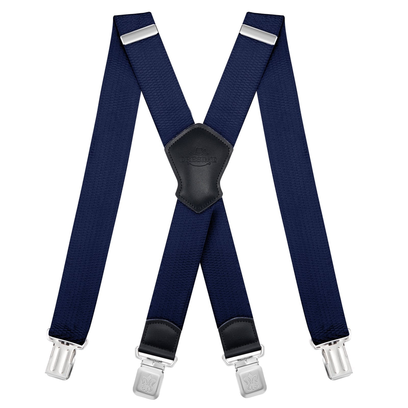 BIGLUFU Navy Blue Men's Suspenders for Big & Tall Adults, Heavy Duty Clip Wide X-Back ...