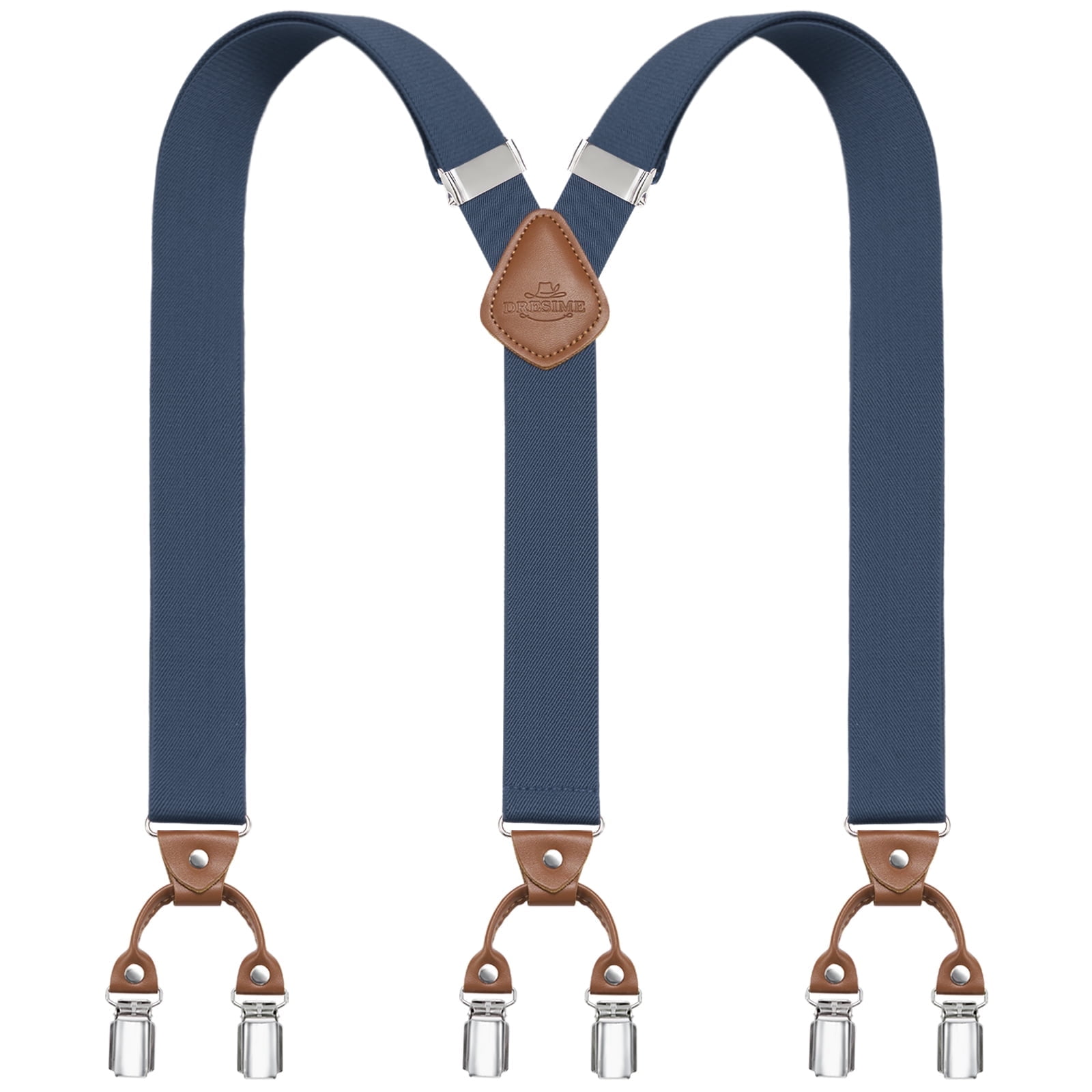BIGLUFU Men's Suspenders, Y-Shaped Heavy Duty Suspenders 6 Metal Clips ...