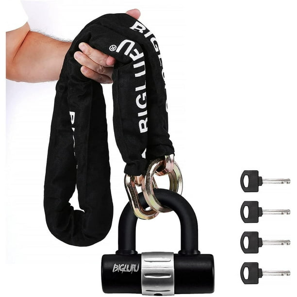BIGLUFU Motorcycle Chain Locks Heavy Duty 3ft Long, Cut Proof 0.6 inch ...