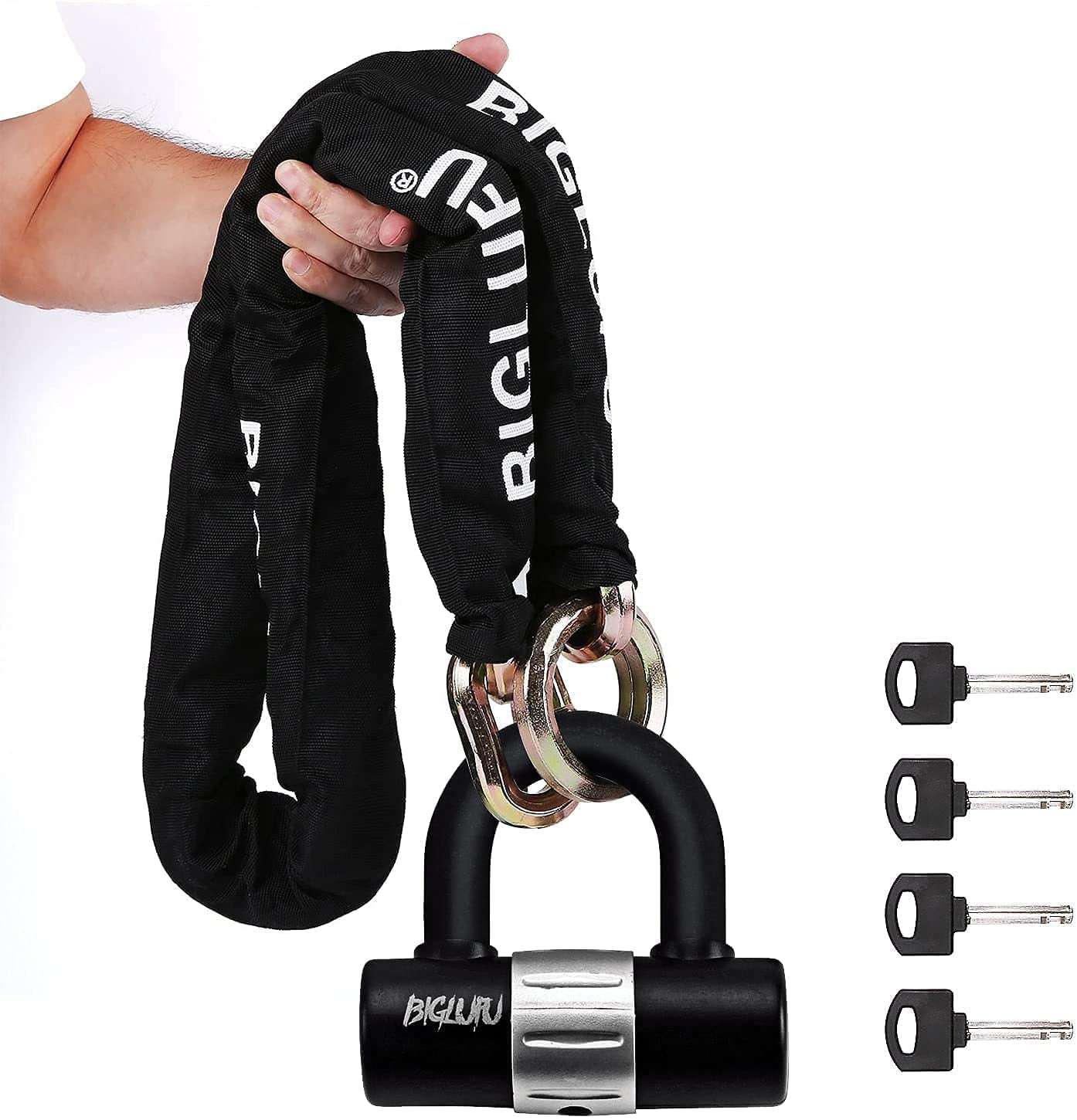 BIGLUFU Quality Motorcycle & Bicycle Security Chain Lock, 4ft Heavy ...