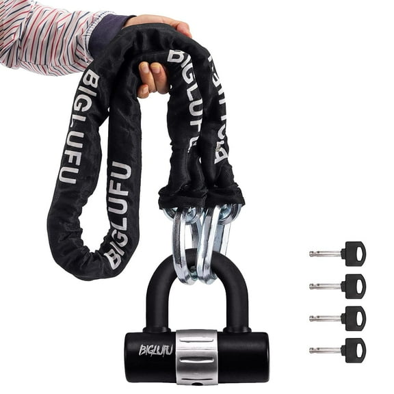 Bike Chain Lock 5.91 ft 9.5 mm Thick Black Safety Lock for Electric Bikes Motorcycles - Walmart.com