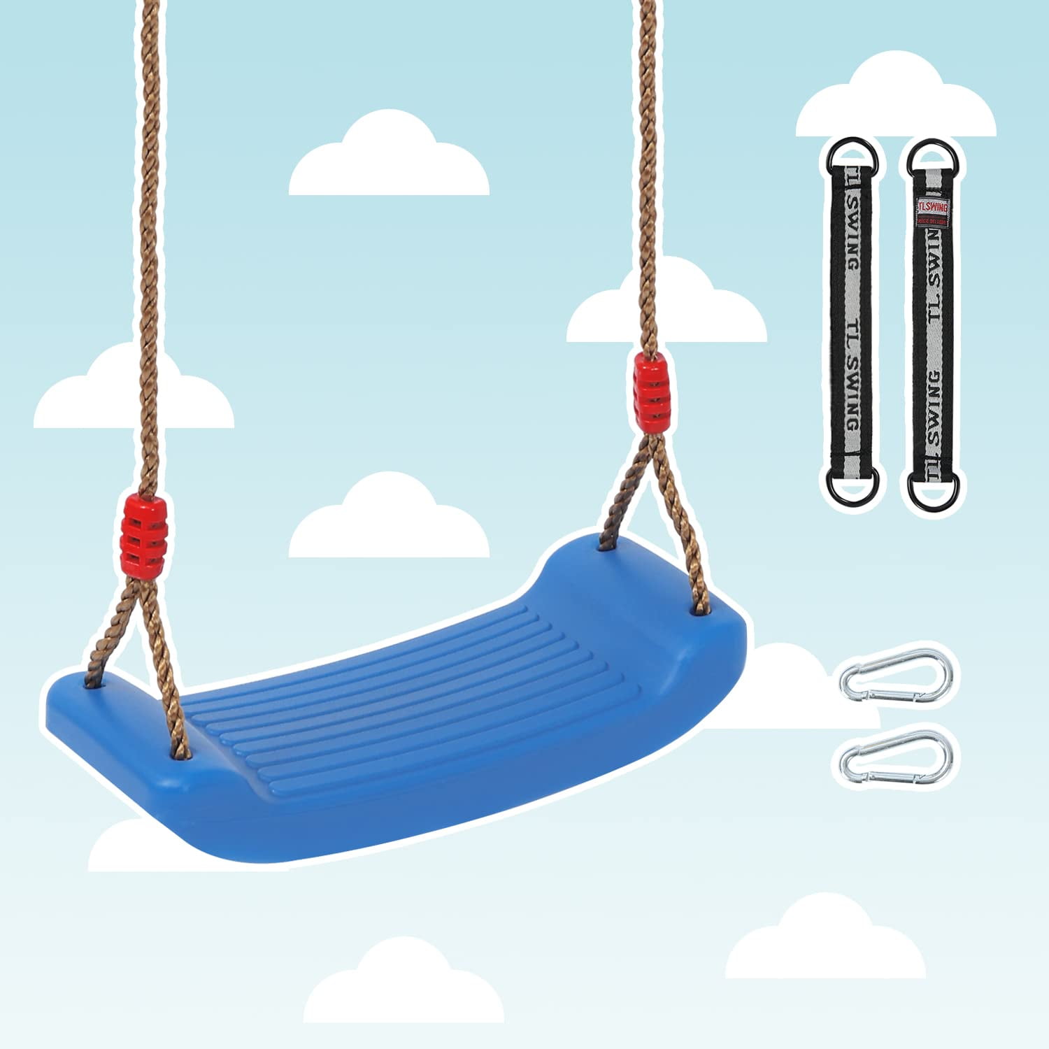 BIGLUFU Heavy Duty Plastic Swing Seat with Adjustable Rope for Kids ...