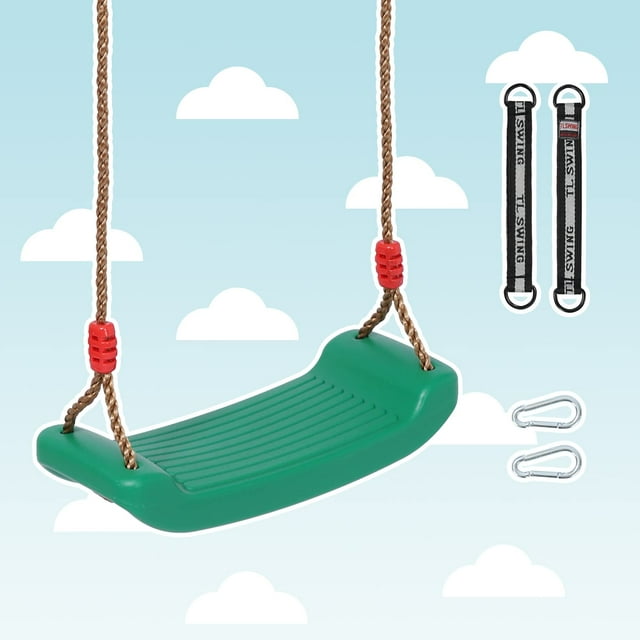 BIGLUFU Heavy Duty Outside Plastic Swing Seat with Adjustable Rope ...