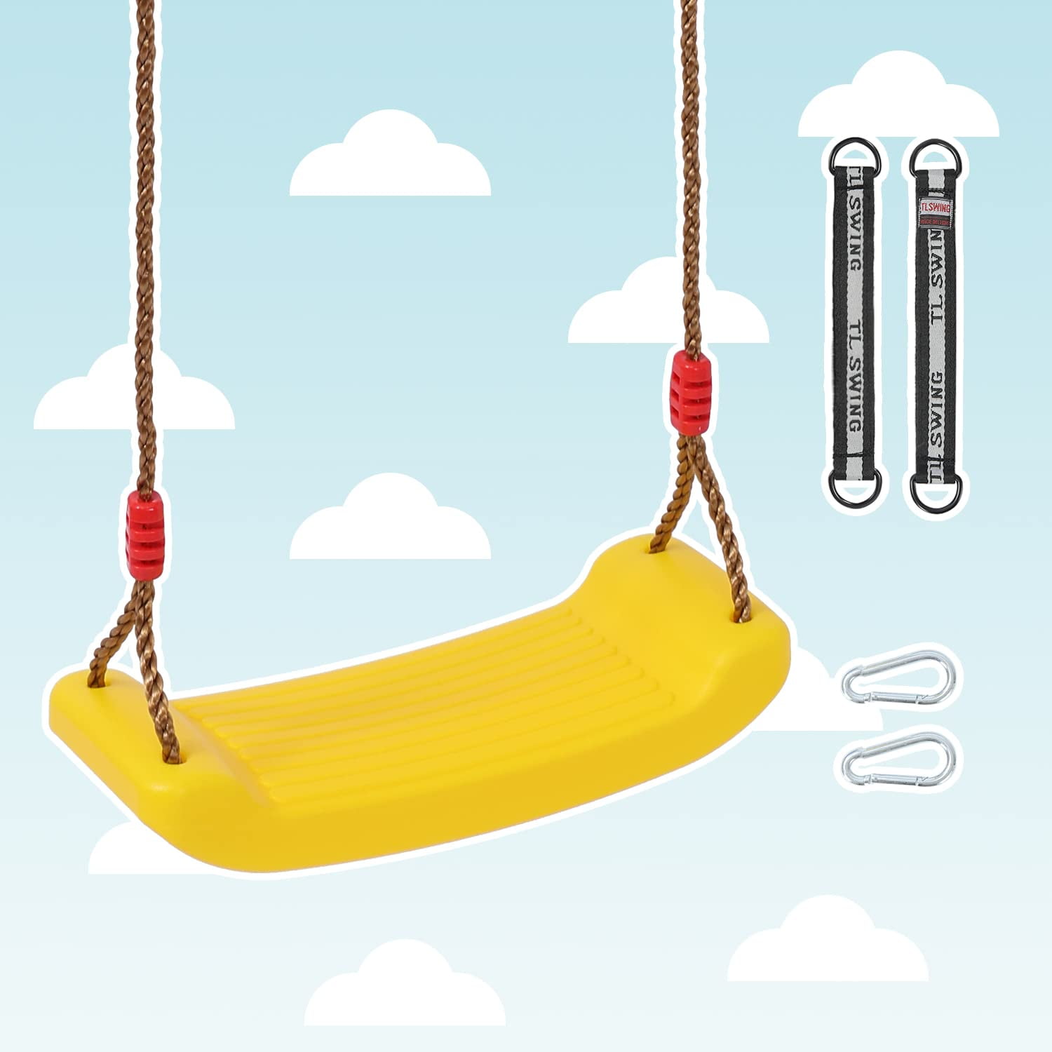 BIGLUFU Plastic Swing Seat with Adjustable Rope, Kids Tree Swing Seat ...