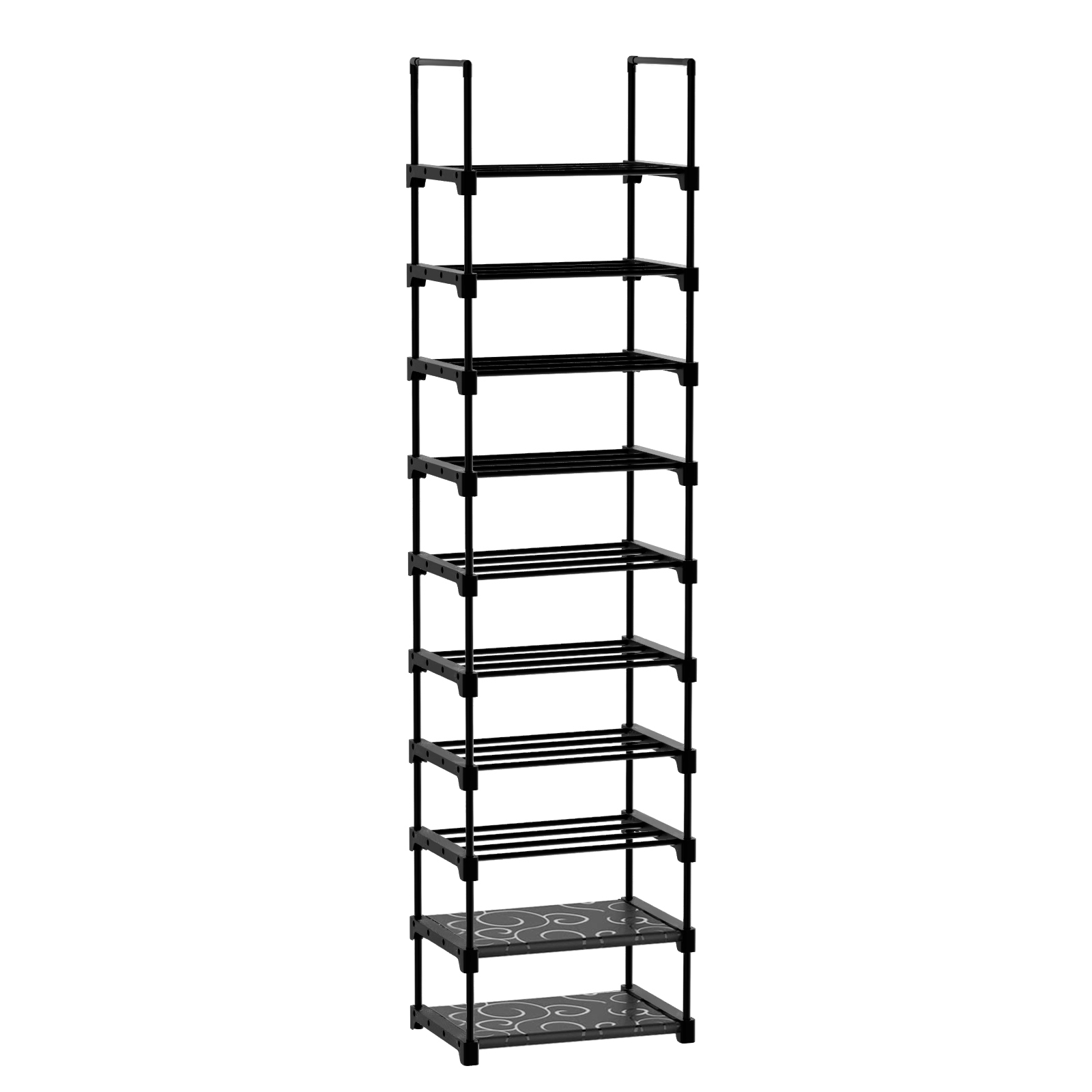 10 Tiers 50 Pair Stackable Shoe Rack Storage Shelves 50 Pairs Non-woven ...