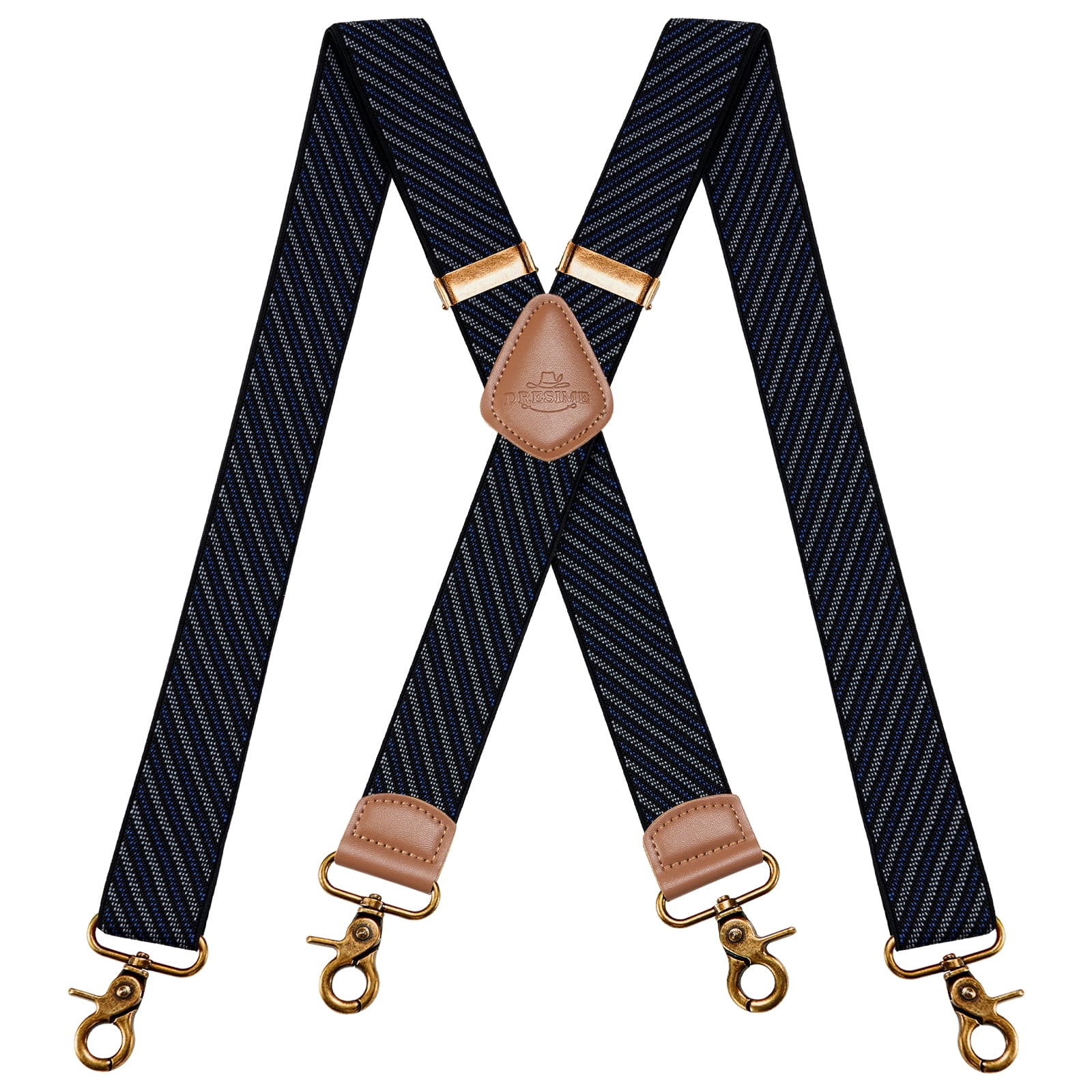 BIGLUFU Vintage Suspenders for Men Heavy Duty 4 Snap Hooks for Belt ...