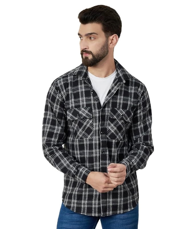 BIGREAMS Men’s Premium Winter Flannel Shirt – 100% Cotton Plaid ...