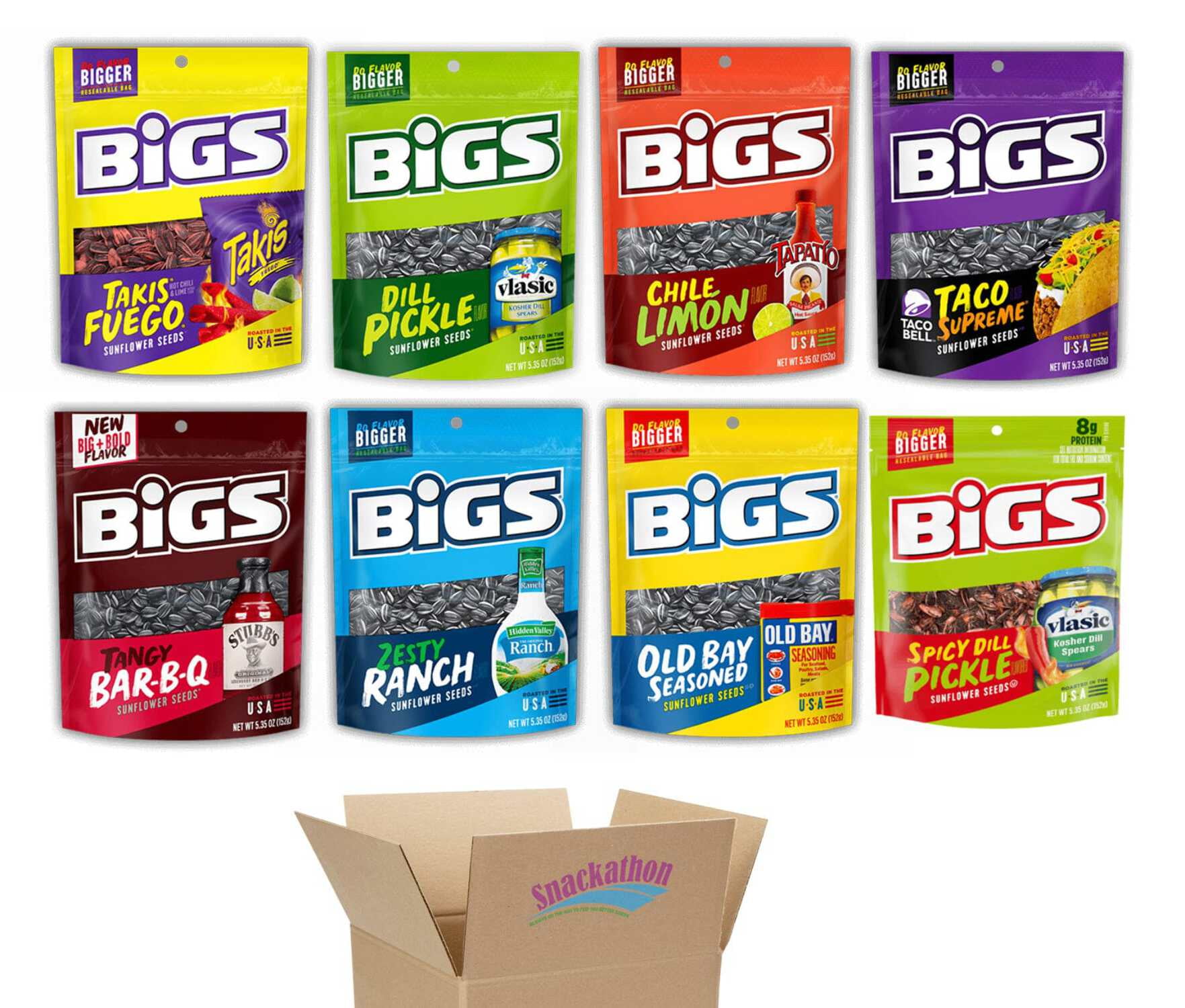 BIGS Sunflower Seeds Variety Pack, 8 Flavors, 5.35 Ounce Each, 1 Bag ...