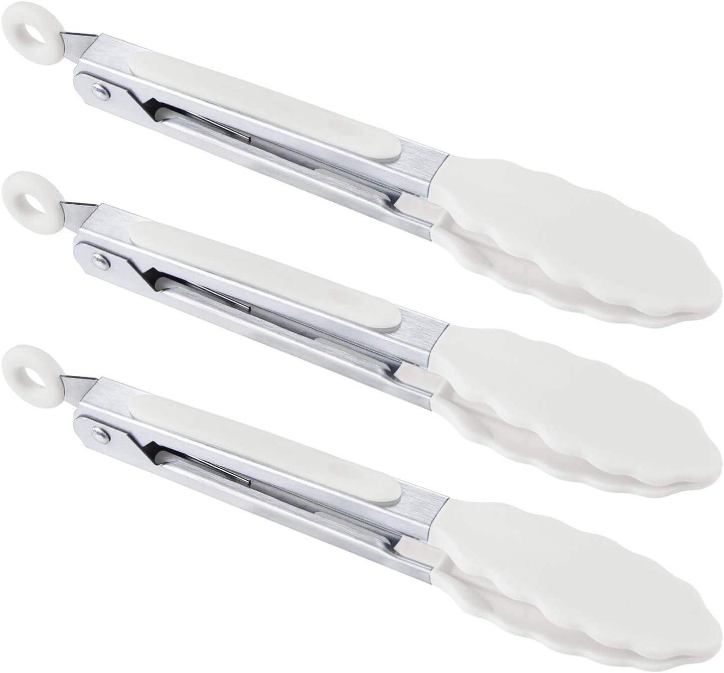 BIGSUNNY Kitchen Food Tongs - 7" Mini Silicone Serving Tongs - Set of 3 ...