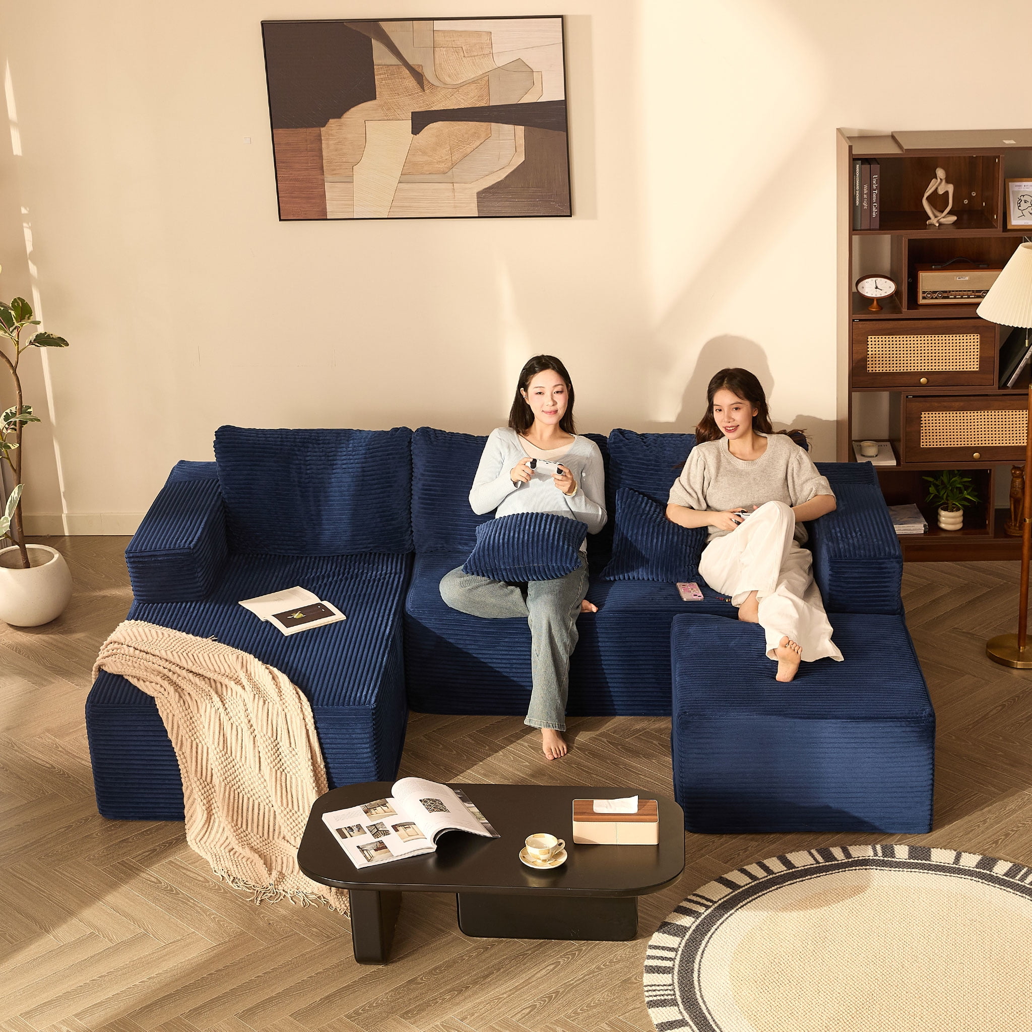 BIGSYY 107" Boneless Couch with Deep Seat, Modular Sectional Sofa ...