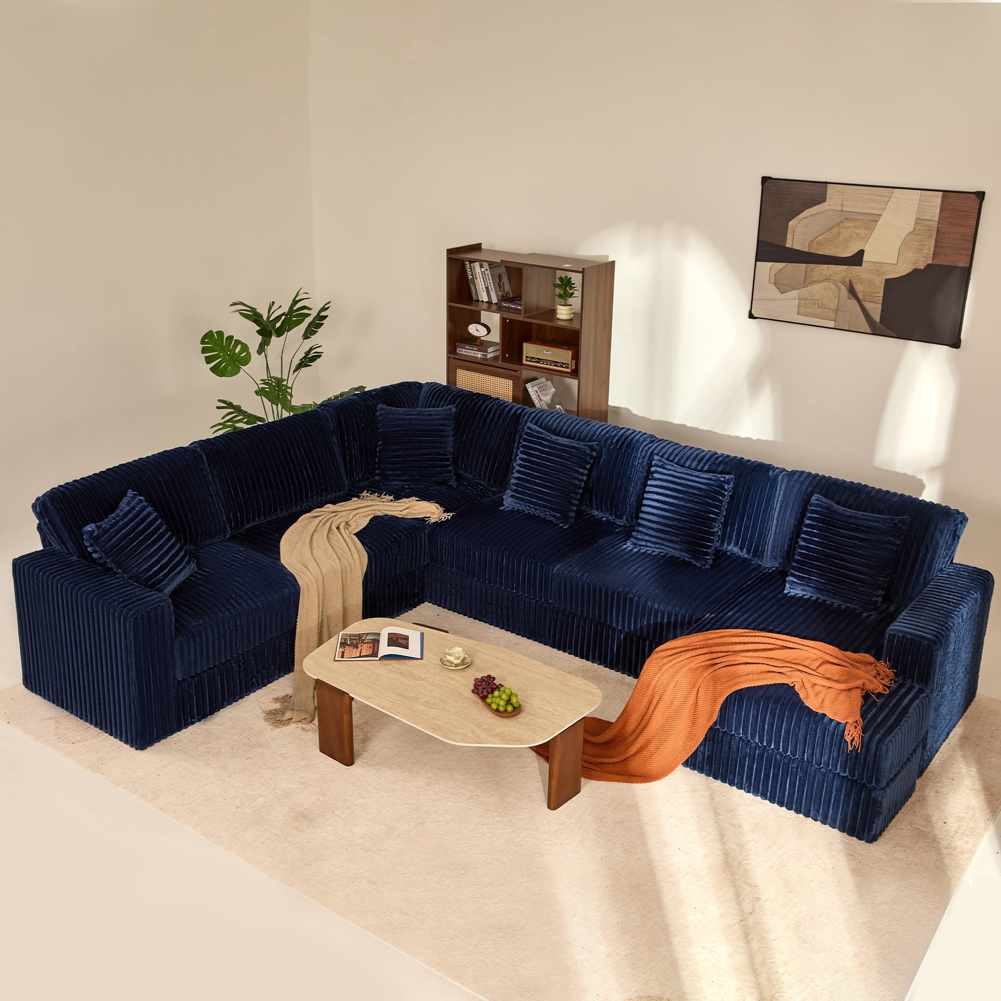 BIGSYY 139" U-Shaped Sectional Sofa, 7-Seater Modular Cloud Couch for ...