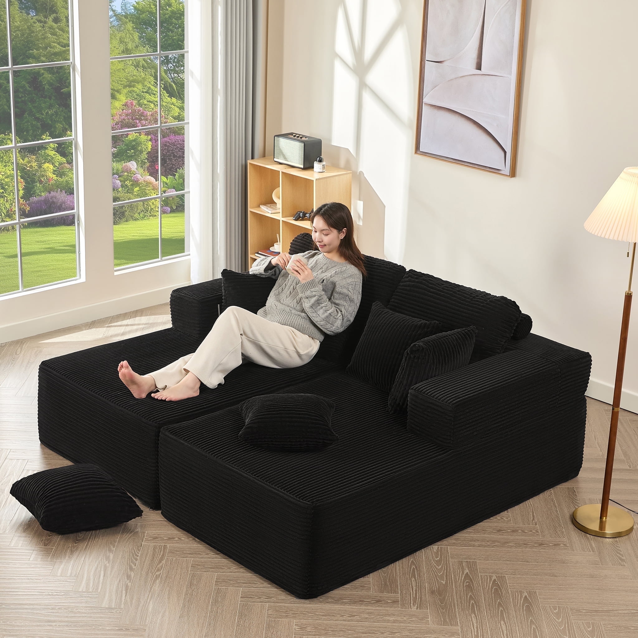 BIGSYY Boneless Chaise Lounge Sleeper Chair for Adults, Reading Chair ...