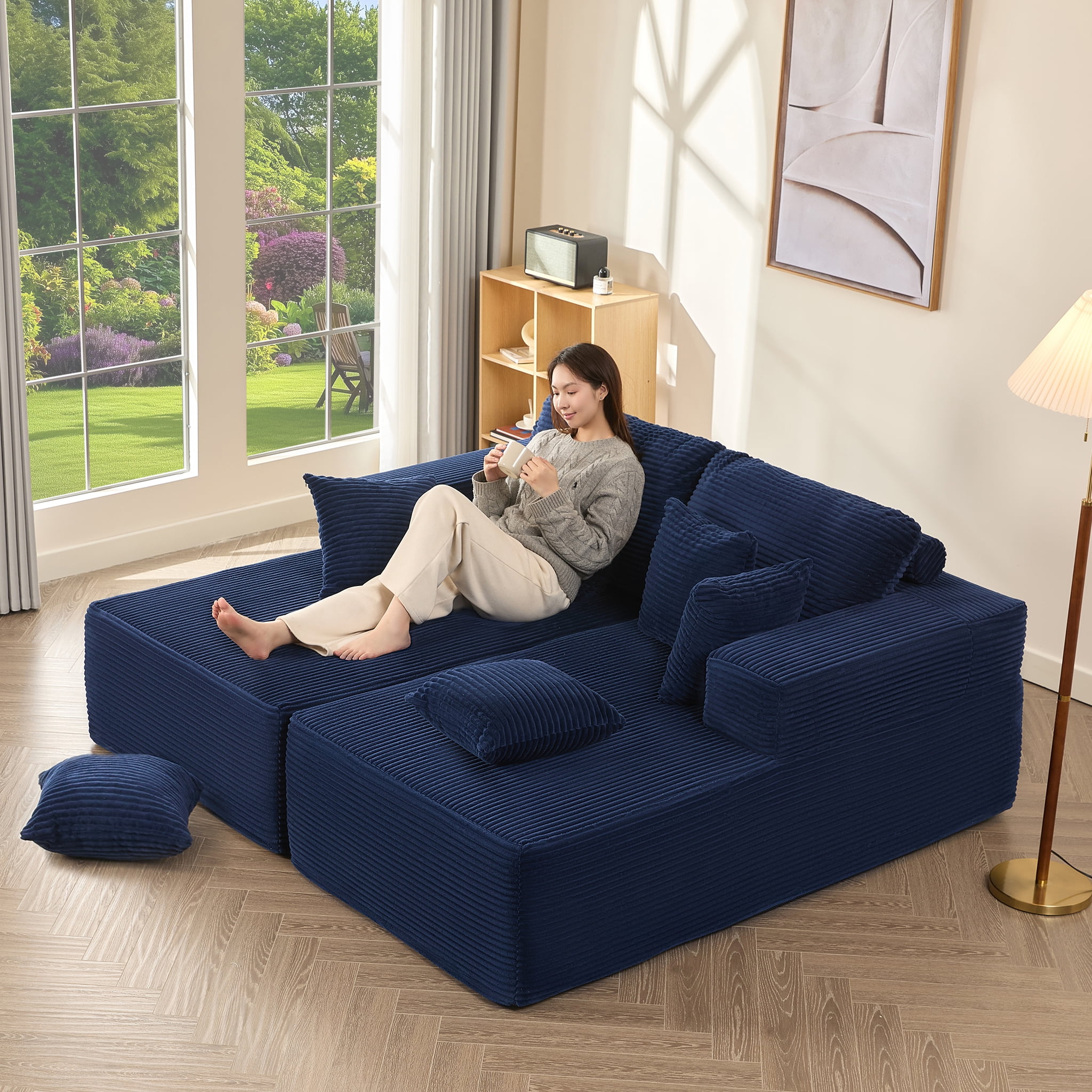 BIGSYY Boneless Chaise Lounge Sleeper Chair for Adults, Reading Chair ...