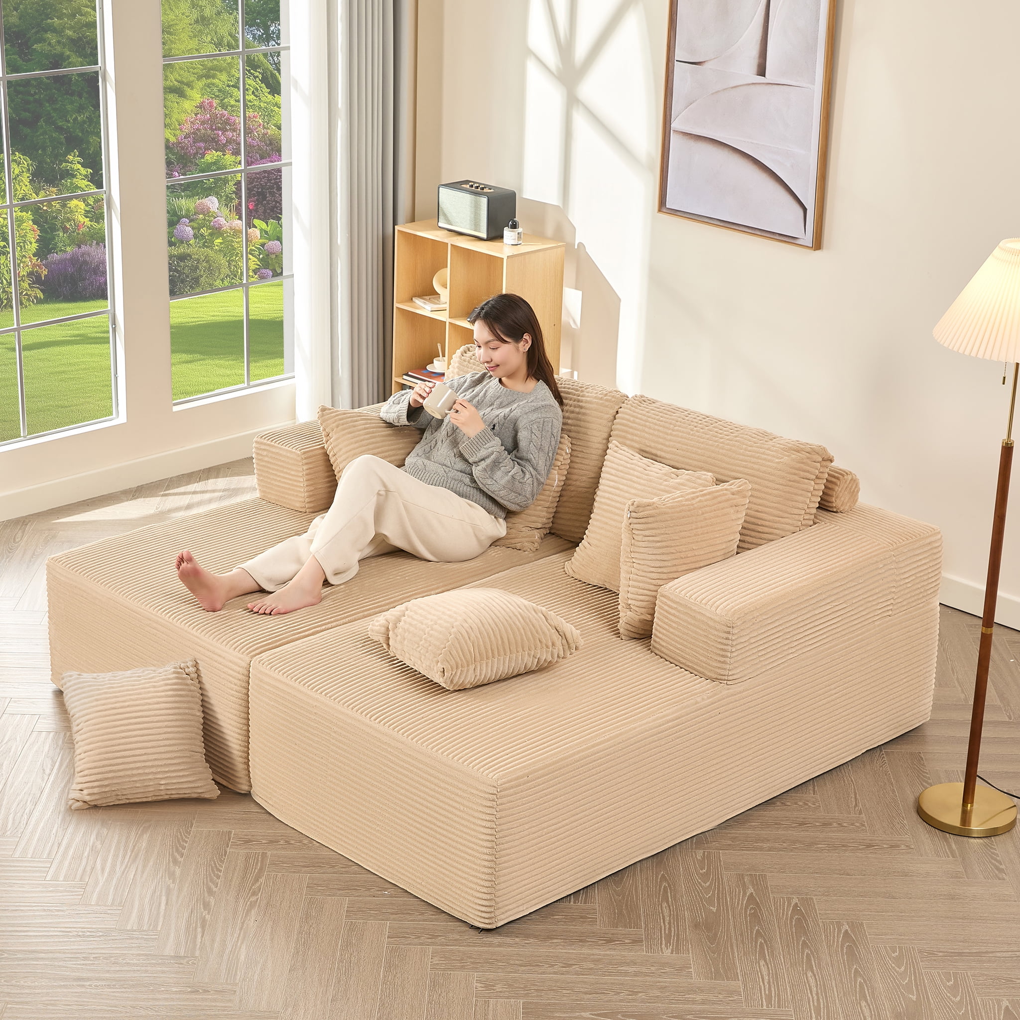 BIGSYY Boneless Chaise Lounge Sleeper Chair for Adults, Reading Chair ...