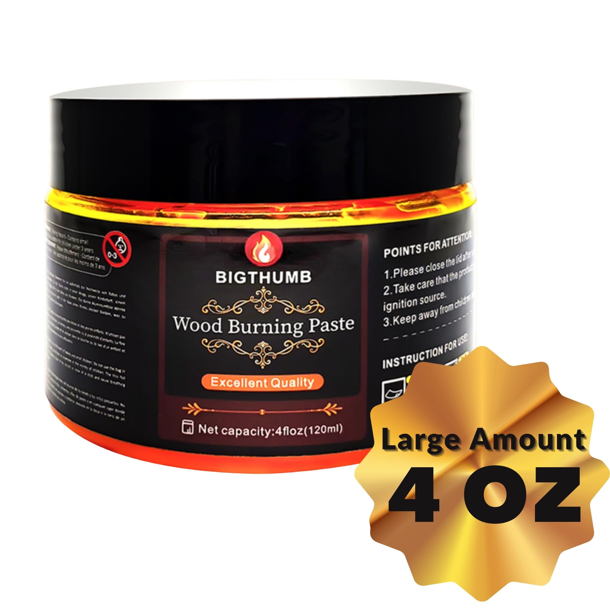 BIGTHUMB Wood Burning Gel Kit 4 OZ | Heat Non-Toxic Paste for DIY ...