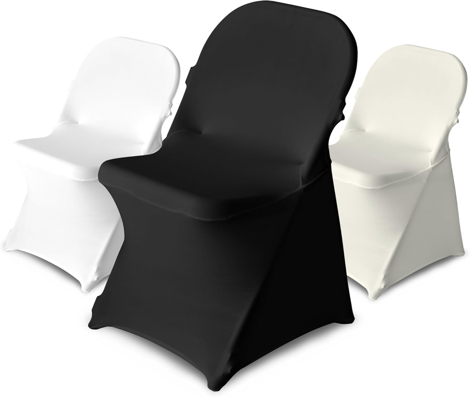 BIGTONE 100 Pieces Black Chair Covers - Stretch Polyester Spandex Chair ...