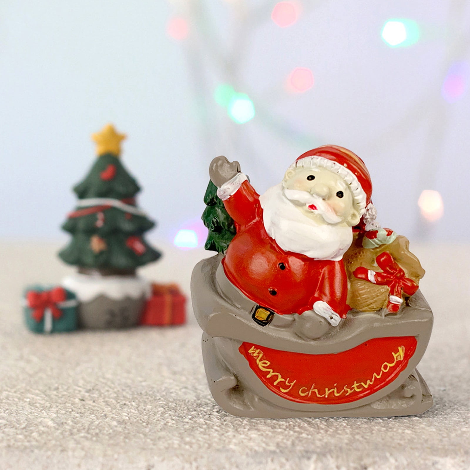 BIGTREE 2 inch Resin Santa Clause Holiday Decorative Figurine for ...