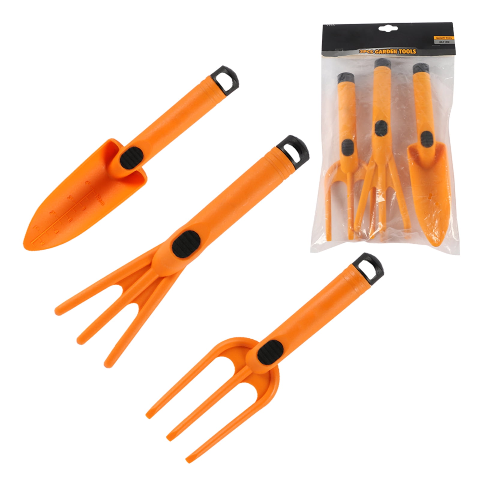 BIGTREE 3pc Plastic Garden Tool Set Orange Durable Transplanter Hand ...