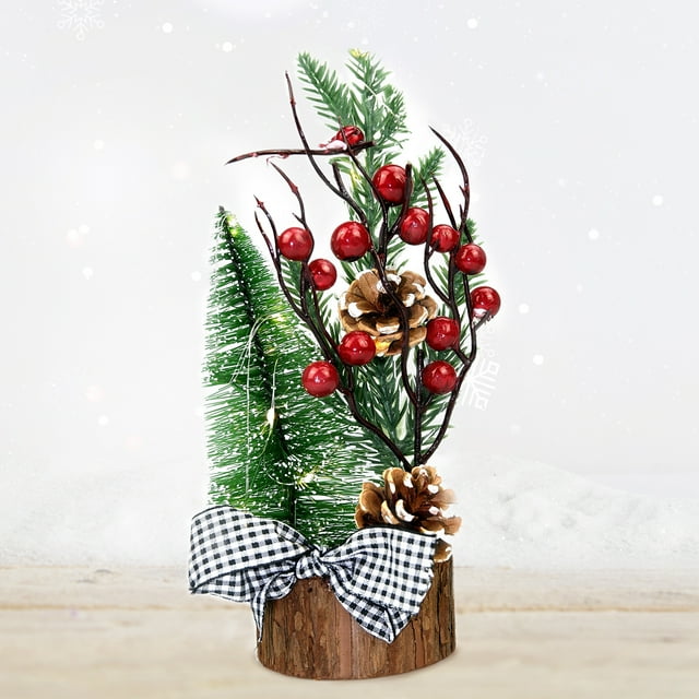 BIGTREE 9 in Artificial Checkered Bow Christmas Tree Tabletop ...